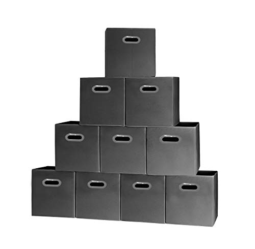 Prorighty [10-Pack Black] Storage Cubes with Two Handles Ideal for ...