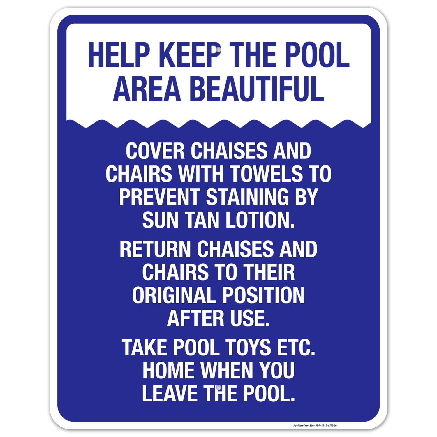 Help Keep The Pool Area Beautiful Sign, Pool Sign, - Walmart.com