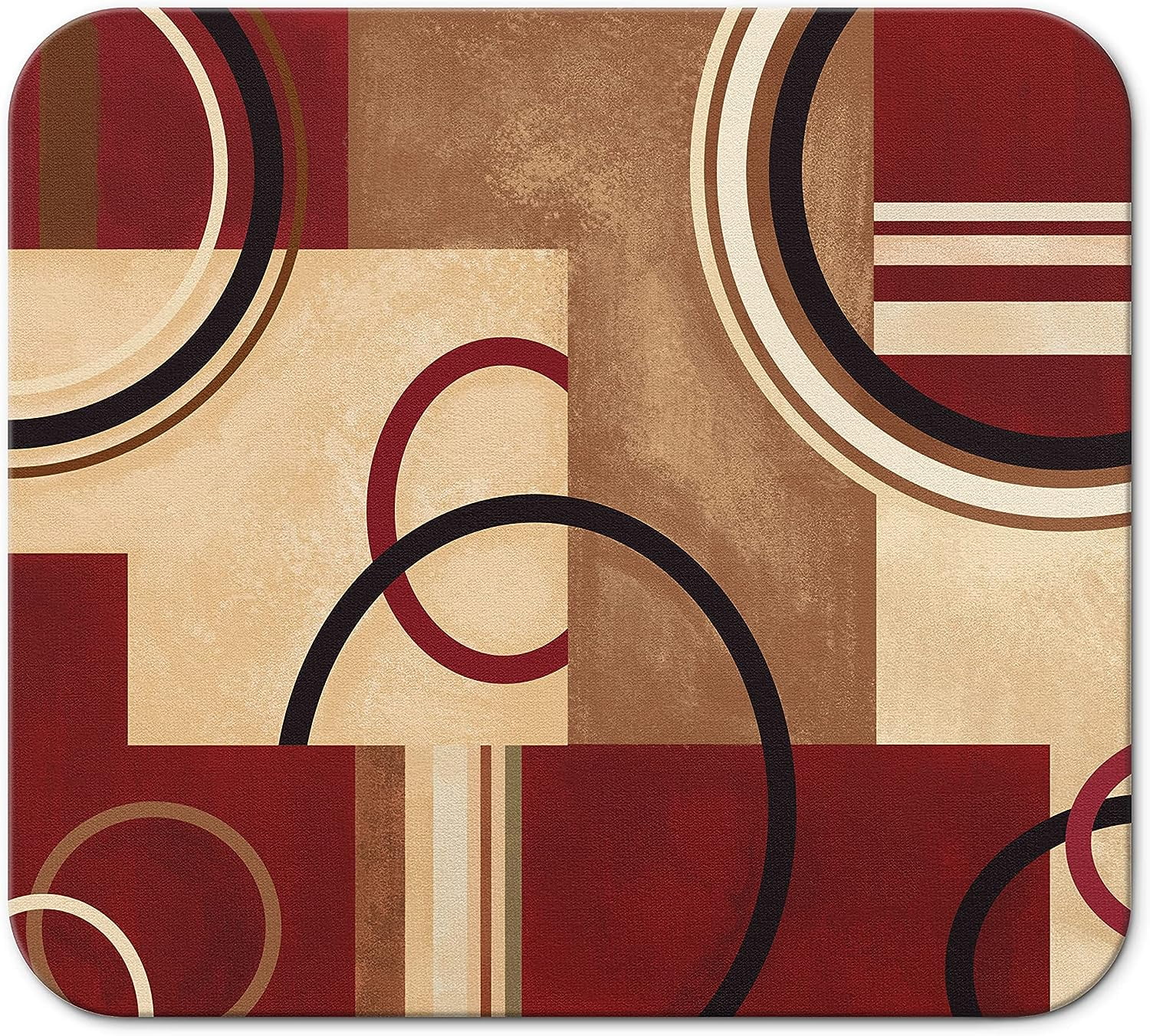 Washable Rubber Abstract Arcs and Shapes Red Dish Drying Mats for ...