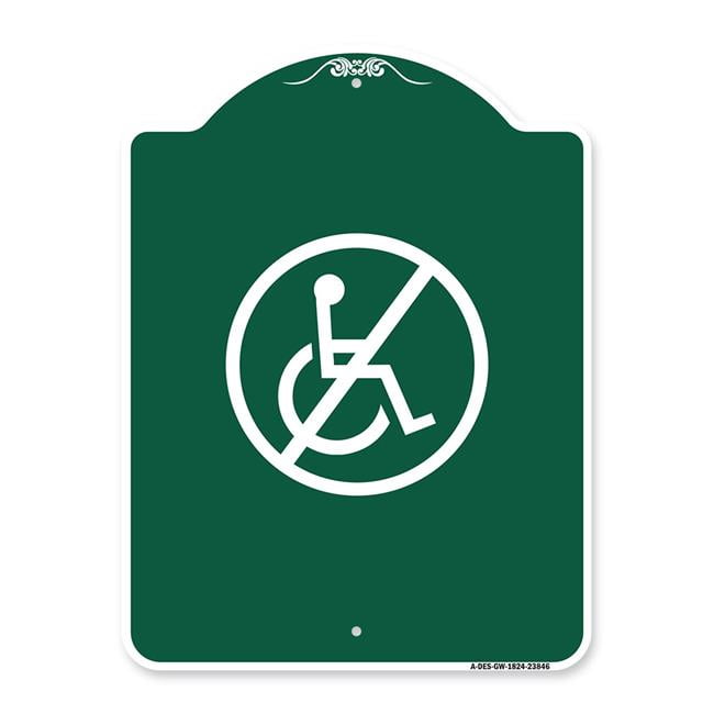 18 x 24 in. Designer Series Sign - No Handicap Symbol, Green & White ...