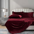 Burgundy Full 6-Piece Satin Bedding Sheet Set - Walmart.com