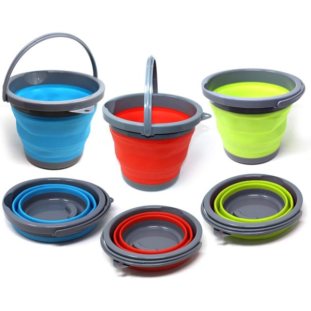Bramble - 3 Collapsible Space Saving Portable Buckets, 5 Litre Multi ...