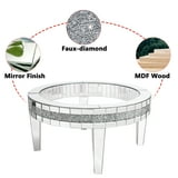 35.5'' Modern Round Coffee Table with Crystal Diamond Inlay & Glass Top ...