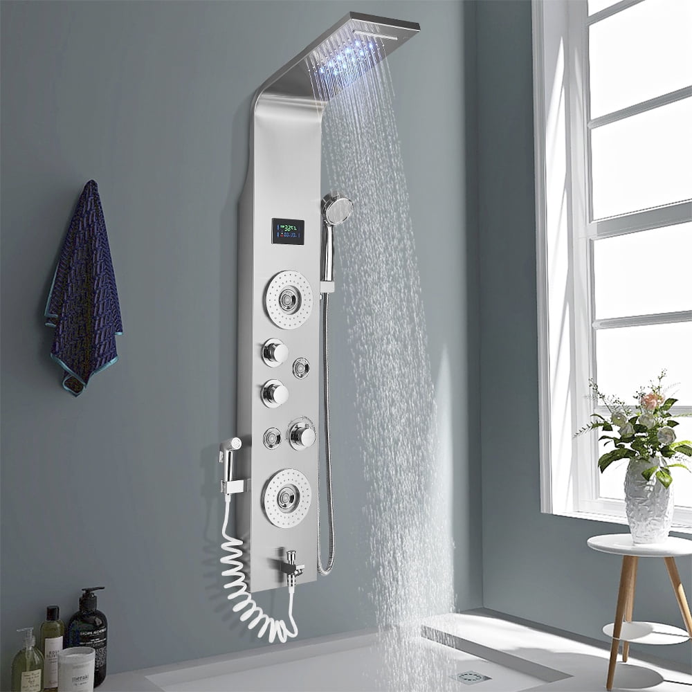 Shower Panel Tower System LED Rain&Waterfall Massage Jet Sprayer ...