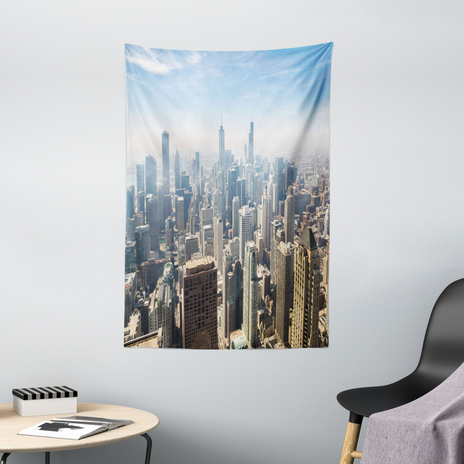 Cityscape Tapestry, Aerial View of Chicago USA Tall Buildings ...
