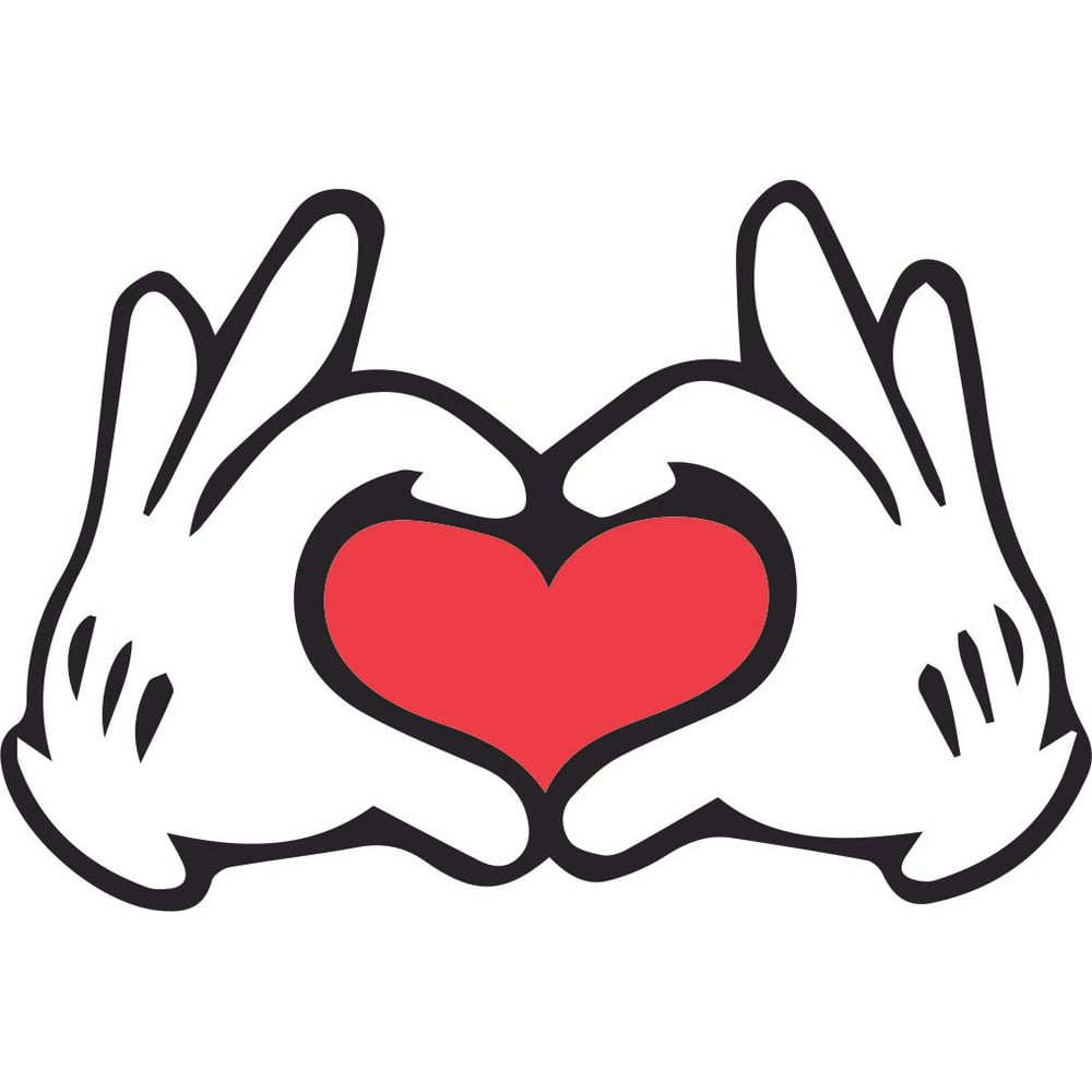 Mickey Hands with Heart Color Cartoon Customized Wall Decal - Custom ...