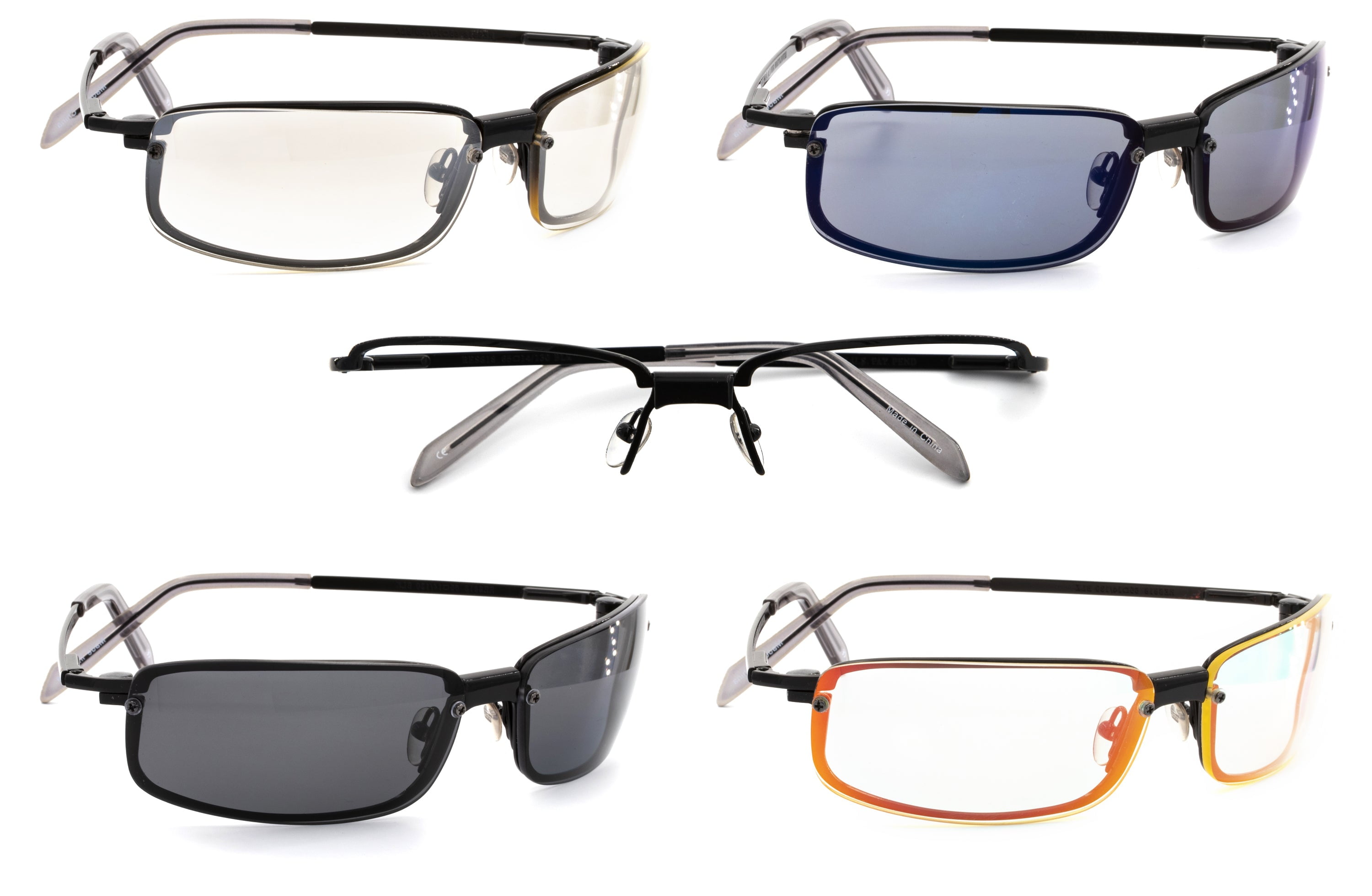 QT-SUN Spex Wrap-Around Rectangle - Kit Pack - 1 Frame w/ 4 Fashionable ...