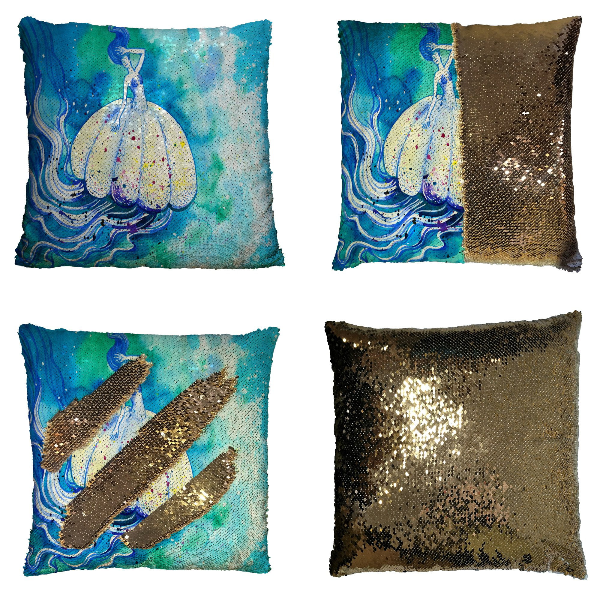 GCKG Watercolor Pillowcase, Tropcial Beach Sea life with Jellyfish Bule ...