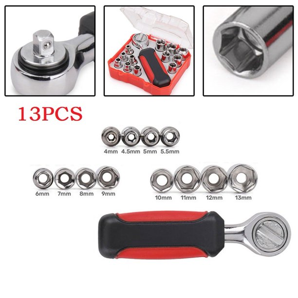 MYG 13 piece/set 1/4 Combo Auto Repair Hand Tool Set 4-13mm Wrench Bit ...