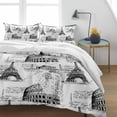 4 Piece Duvet Cover Set Full, Vintage European Landmarks Soft ...