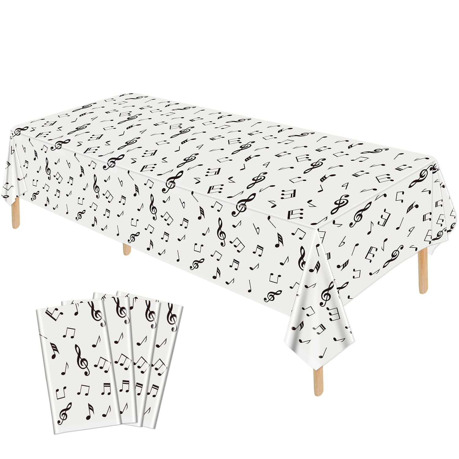 4 Pack Musical Notes Tablecloths 86.6 x 51.2Inch Reusable Rectangular ...