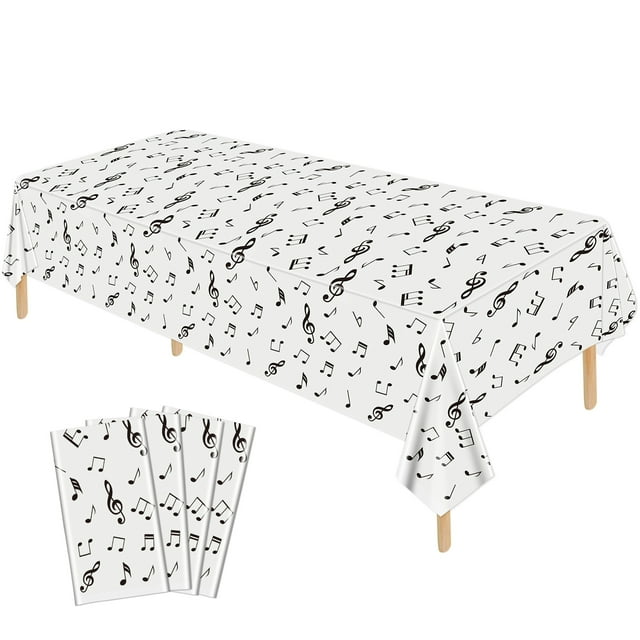 4 Pack Musical Notes Tablecloths 86.6 x 51.2Inch Reusable Rectangular ...