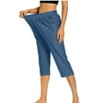 AHTJRT Women's Capri Pants Mid Rise Stretchy Soft Denim Pants with ...