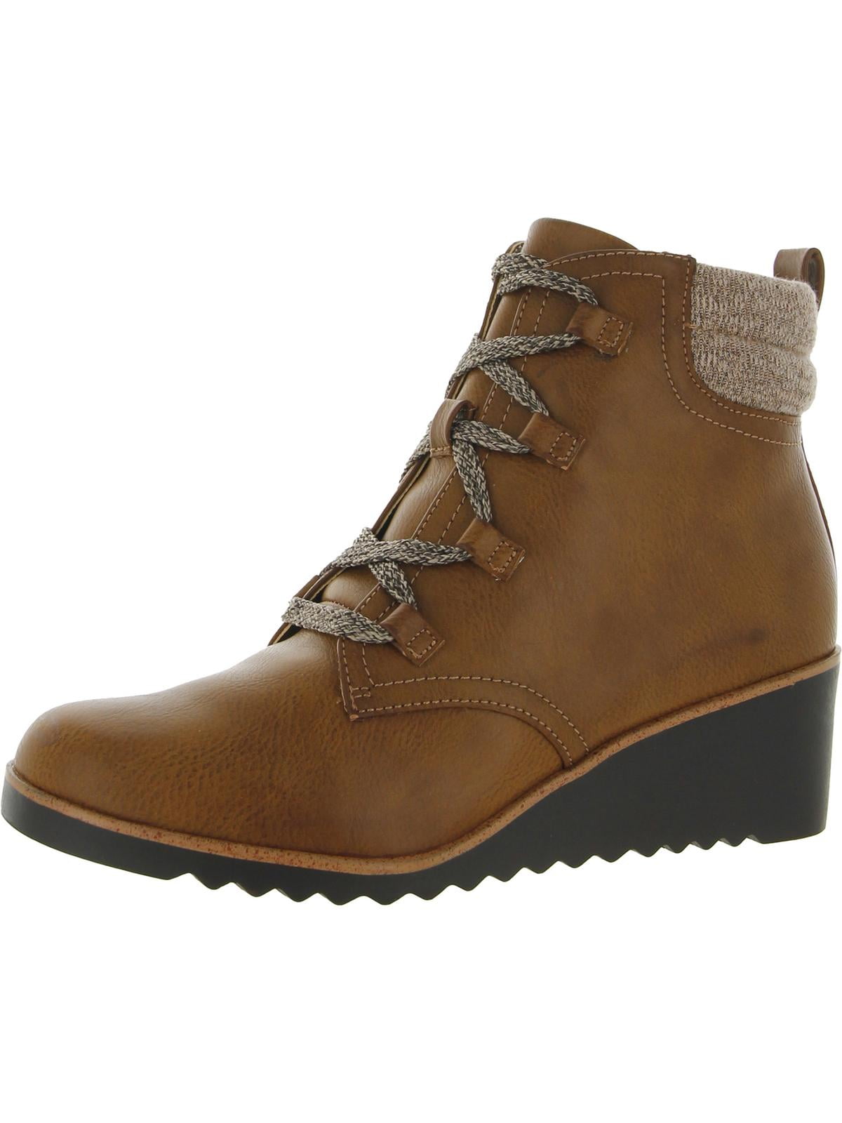 LifeStride Womens Zone Faux Leather Ankle Wedge Boots - Walmart.com
