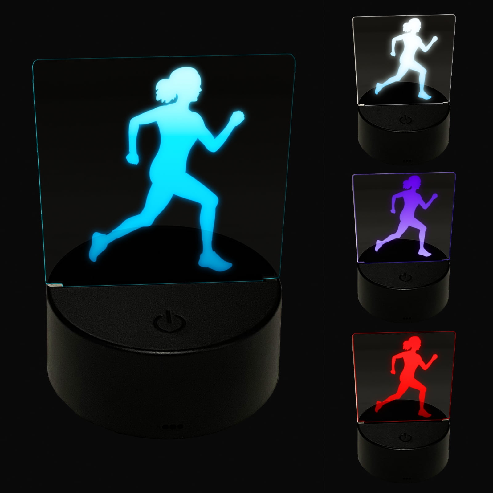 Woman Running Marathon Cardio Exercise LED Night Light Sign 3D Illusion ...