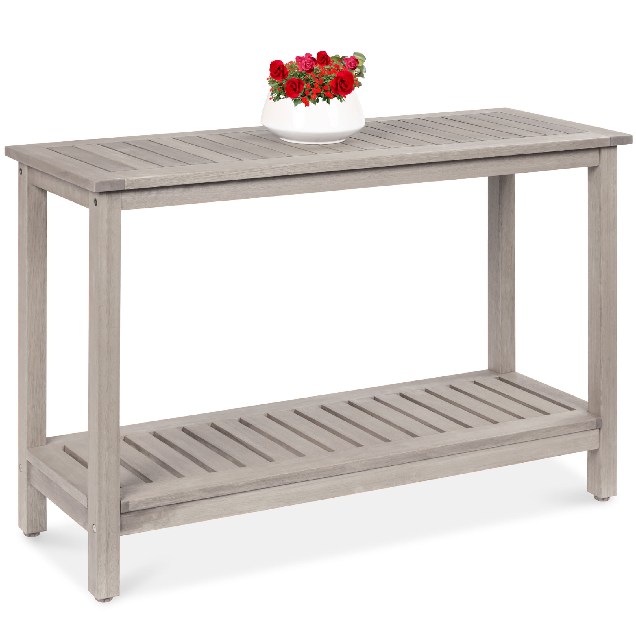 Best Choice Products 48in 2-Shelf Indoor Outdoor Wooden Console Table ...