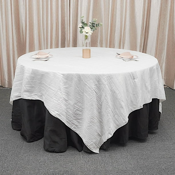 BalsaCircle 90" x 90" White Metallic Crinkled Taffeta Square Table ...