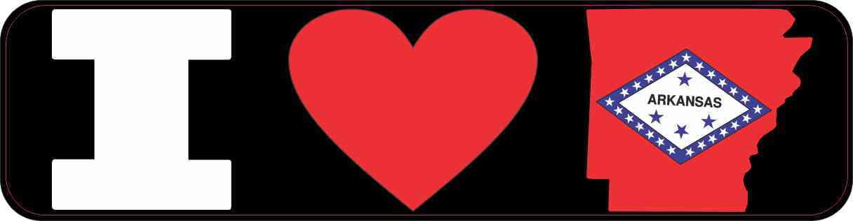 8in x 2in I Love Arkansas Bumper Sticker Car Vinyl Window State Flag ...