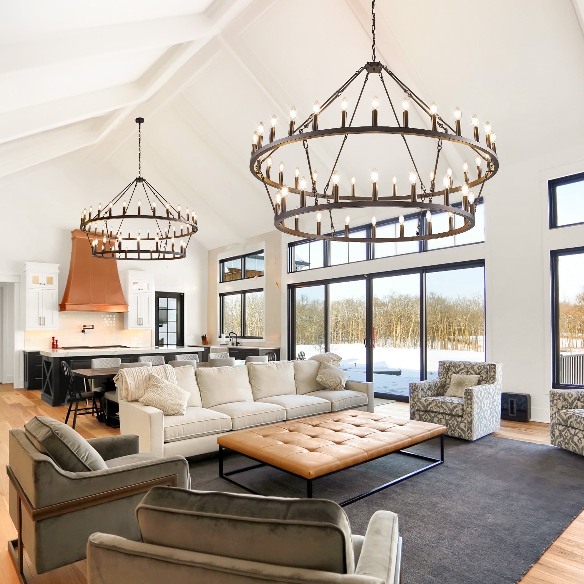 Click here for Lovingahome 2 Layer Wagon Wheel Chandelier 48-Ligh... prices