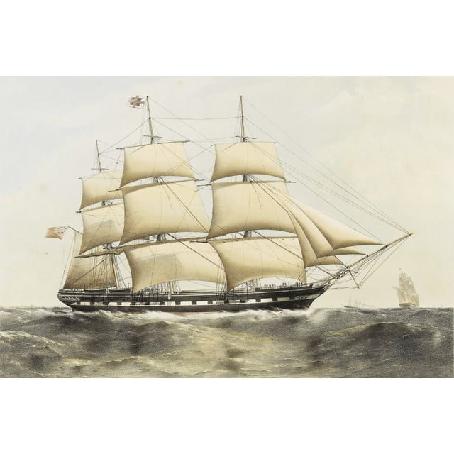 24x36 gallery poster, clipper ship Newcastle in 1857 by Thomas Dutton ...