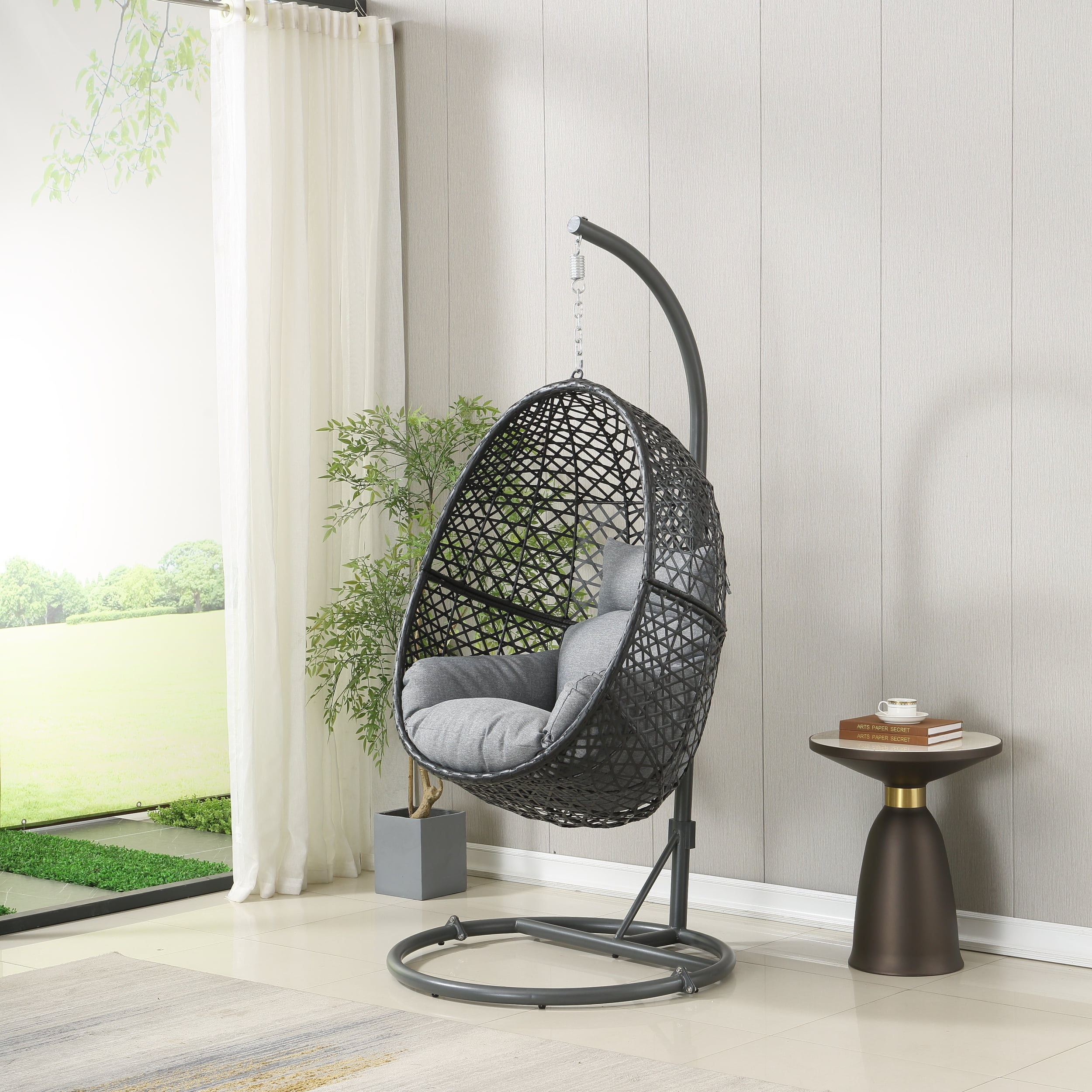 Patio PE Rattan Swing Chair With Stand for Balcony, Courtyard 82622 ...