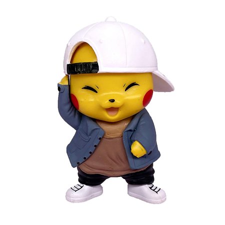 8cm Pokemon Action Figure Pikachu Baseball Cap Denim Clothes Cosplay ...