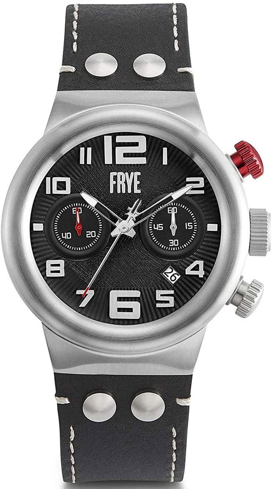 FRYE 37FR00005-01 Men's Harness Steel Chronograph Watch Black Leather ...