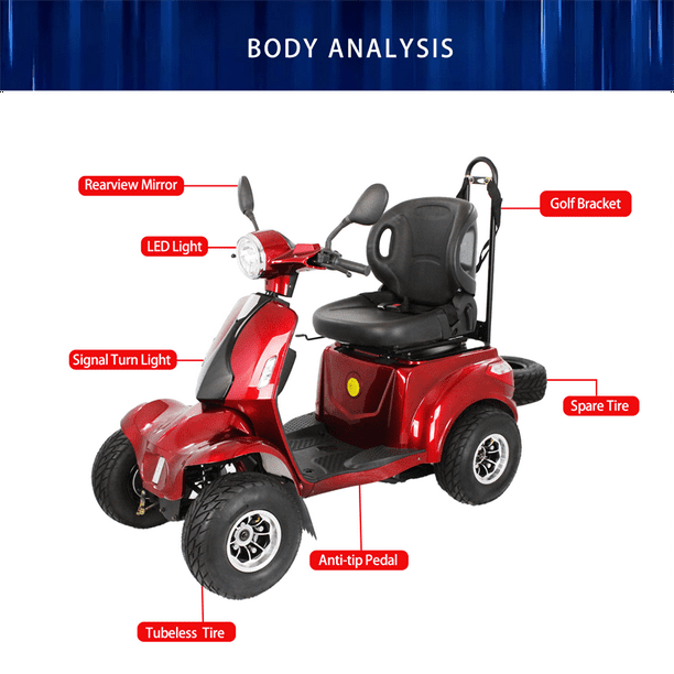 Fat Tire Off-Road Adult Mobility Scooter, Senior All-Terrain Stable ...