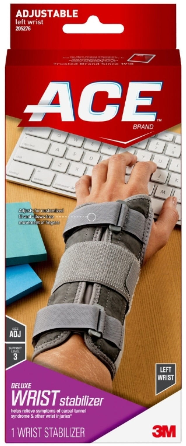 Ace Deluxe Left Wrist Stabilizer Adjustable Brace,Gray 1 ea (Pack of 2 ...