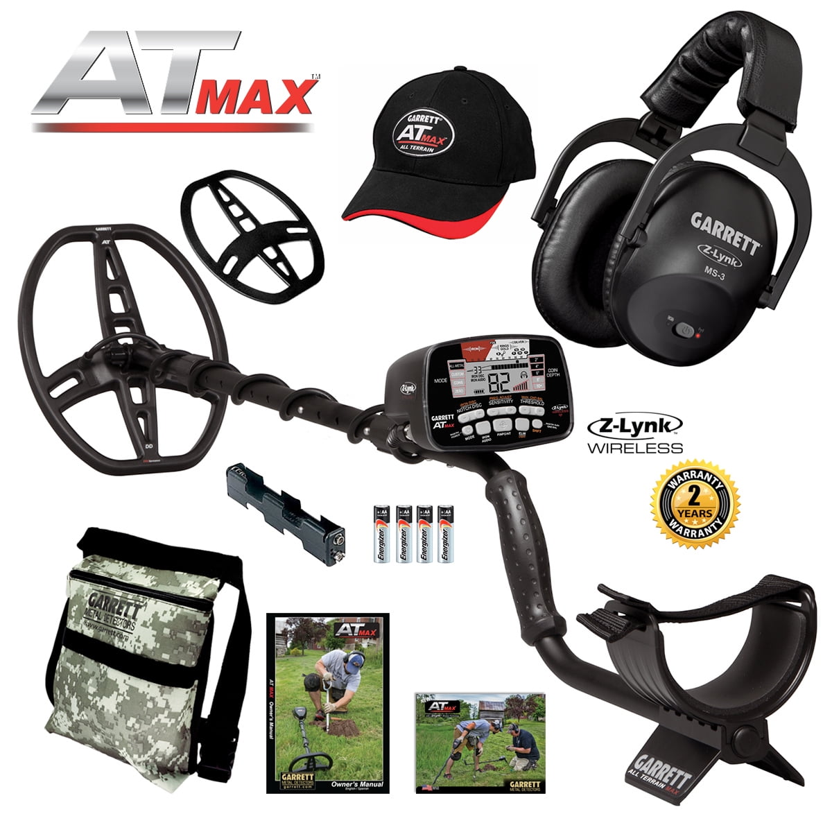 Garrett AT MAX Metal Detector, MS-3 Headphones, Pouch and Daypack ...
