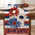 4th of July Patriotic Floral Table Runner 72 Inch Red White Blue Flower ...