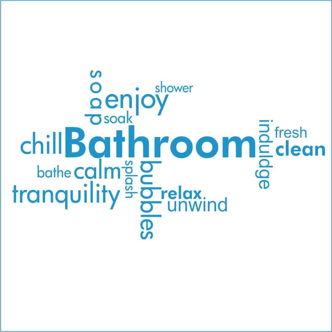 Bathroom Word Jumble Vinyl Decal - Large - Azul - Walmart.com
