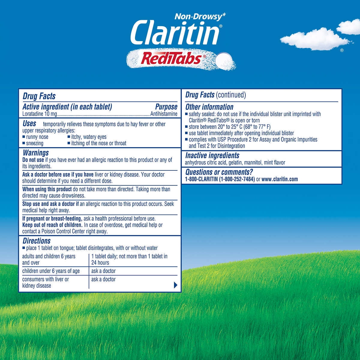 Buy Claritin RediTabs 10 mg. Non-Drowsy, 70 Disintegrating Tablets ...
