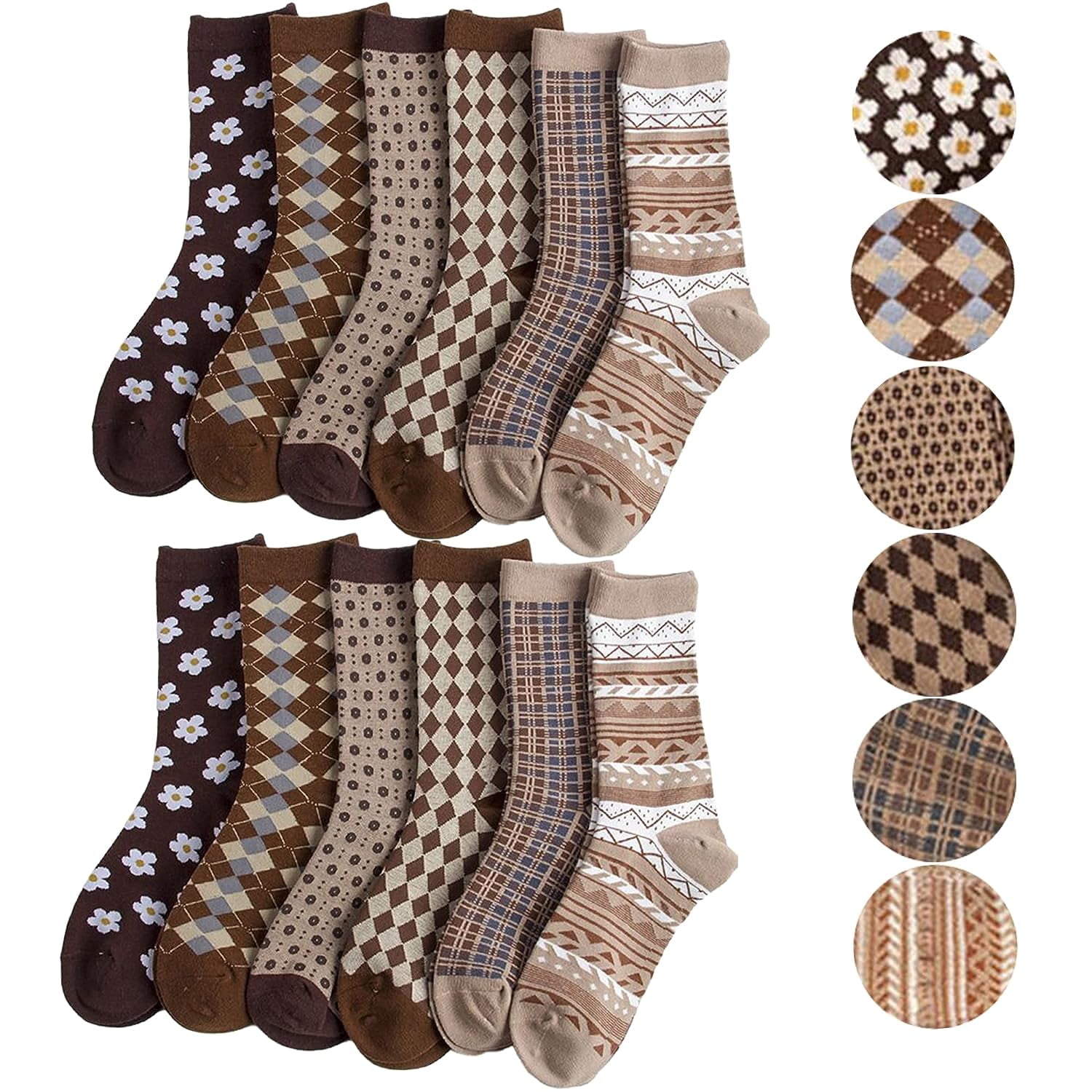 Holzlrgus Cottagecore Nordic Flower Print Aesthetic Novelty Thin Ankle ...