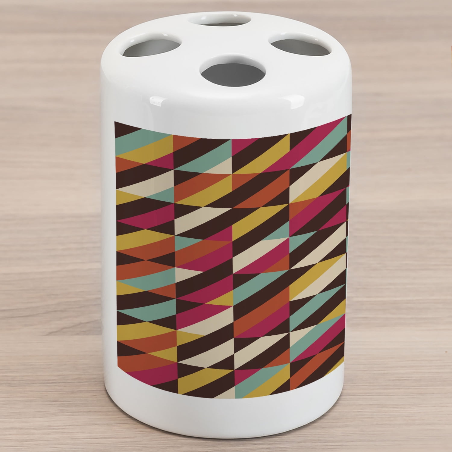 Abstract Ceramic Toothbrush Holder, Funky Geometric Square Boxes with ...