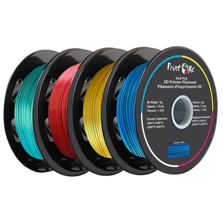3D PLA like SILK Filament 4 Packs of Green Red Yellow Blue Colours on ...