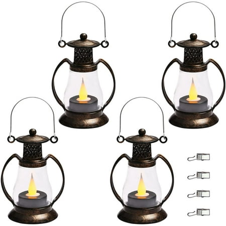 ZMNEW Mini Lantern, 4-Pack Vintage Small Candle Lanterns with ...