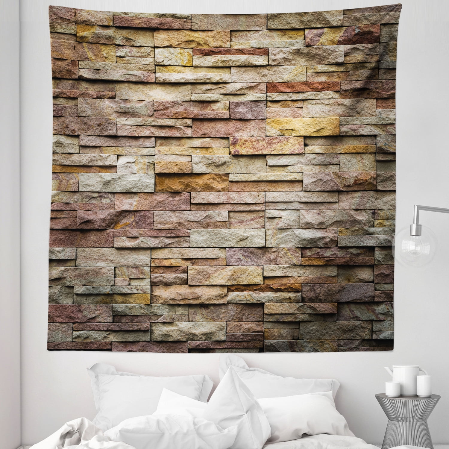 Marble Print Tapestry, Urban Brick Slate Stone Wall Rocks Featured ...