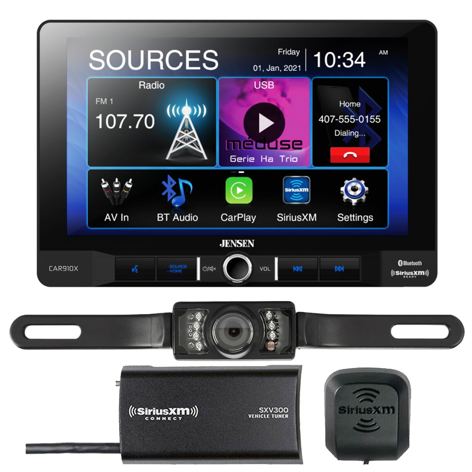 Jensen CAR910X Digital Multimedia Receiver + SiriusXM SXV300V1 Tuner ...