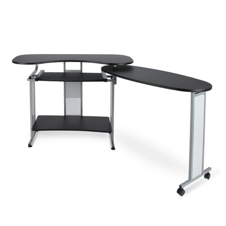 BELLEZE Expandable L-Shaped Computer Desk w/ Pull-Out Keyboard and ...