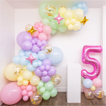 Premium 5th Birthday DIY Pastel Balloon Garland and Arch Kit, Giant ...