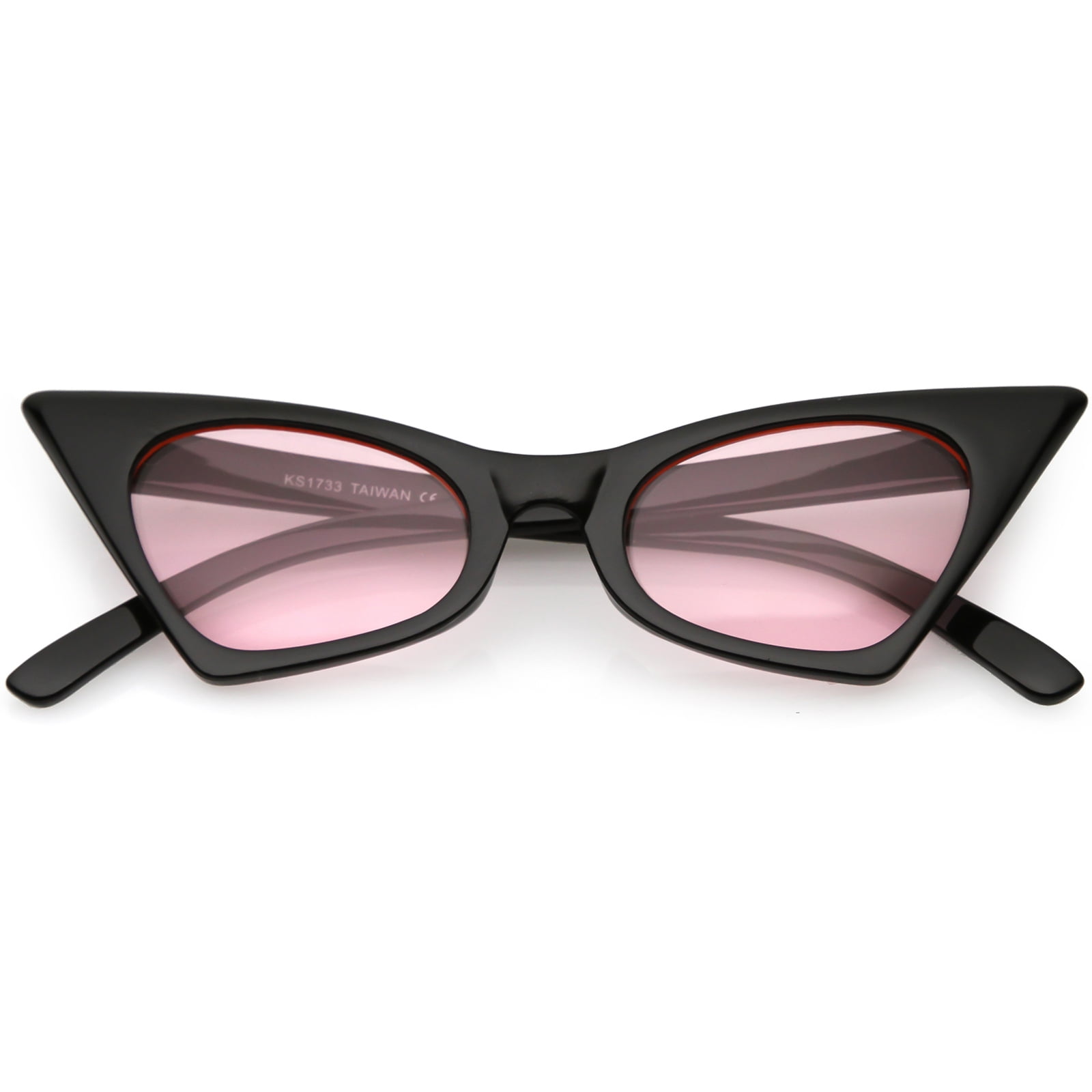 Retro Small High Pointed Cat Eye Sunglasses Tinted Colored Oval Lens ...