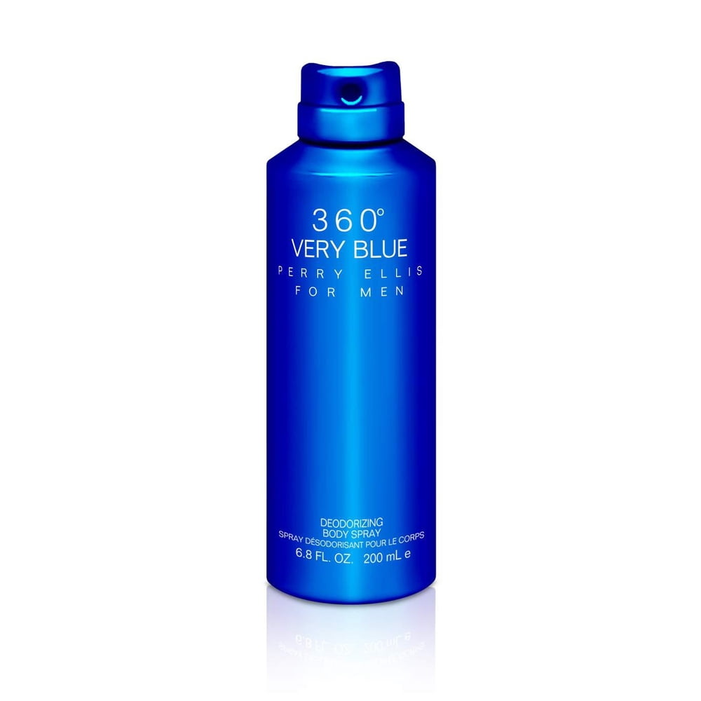 Perry Ellis Fragrances 360 Very Blue for Men, Deodorizing Body Spray, 6 ...