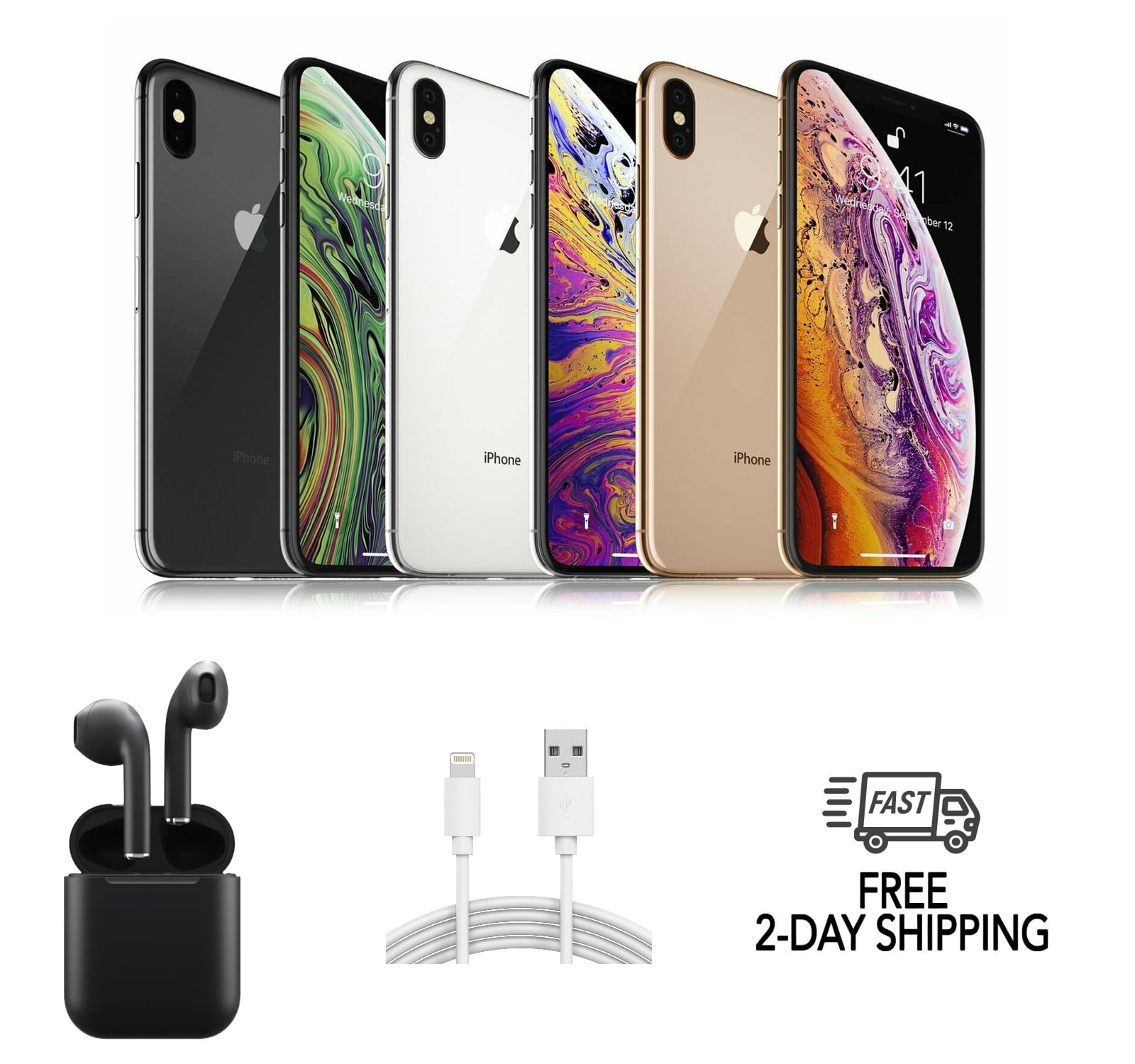 Pre-Owned Apple iPhone XS Max A1921 (Fully Unlocked) 256GB Silver w/ Wireless Earbuds - Walmart.com