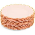 Elegant Disposable 50-Pack Pink and Gold Plastic Plates, 9 Inch Scallop ...