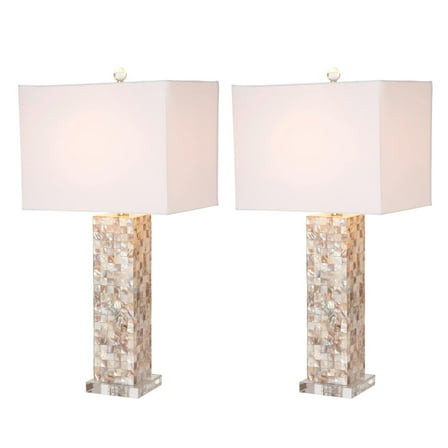 Lux Lighting Sea Shell Coastal White and Blue Table Lamps(Set of 2) 3 ...