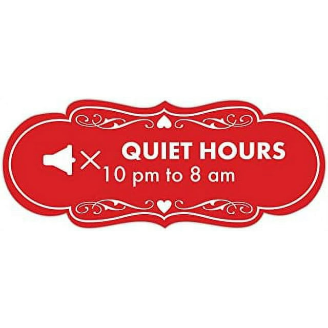 designer quiet hours 10 pm to 8 am sign (red) - large - Walmart.com