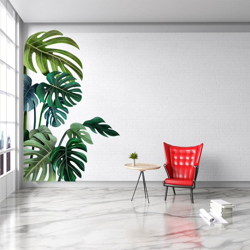 Leaf Wall Decals Green Plants Wall Stickers for Bedroom, Tropical ...