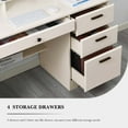 4 EVER WINNER Study Table, Wooden Writing Desk with 4 Drawers, Hutch ...