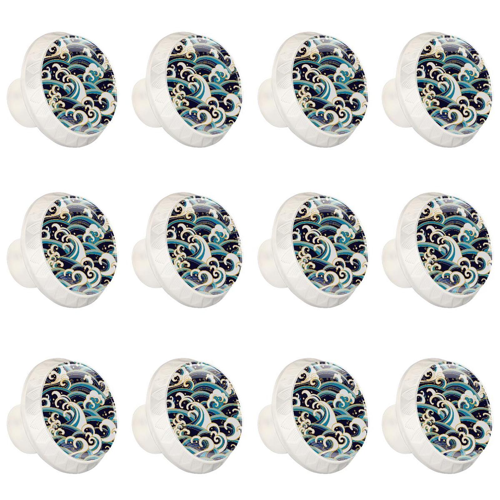 12 Pcs Oriental Ocean Waves Knobs for Kitchen Cabinet Cupboard Dresser ...